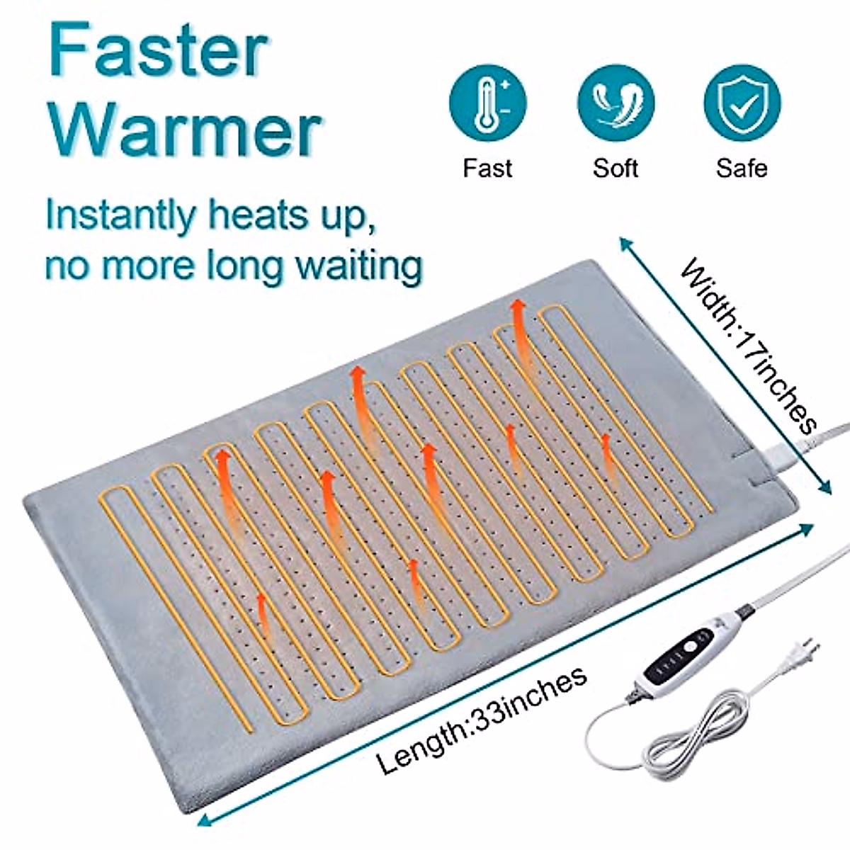 Heating Pad for Back Pain Relief, CAROMIO 33"x17" Extra Large Electric Heating Pads for Cramps Neck and Shoulders, Moist & Dry Heat Therapy,2H Auto Off,4 Temperature Settings,Machine Washable