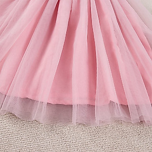 Baby Girls Tutu Dress Sleeveless Infant Toddler Sundress Tulle Bubble Solid Color (Pink, 4-5T)