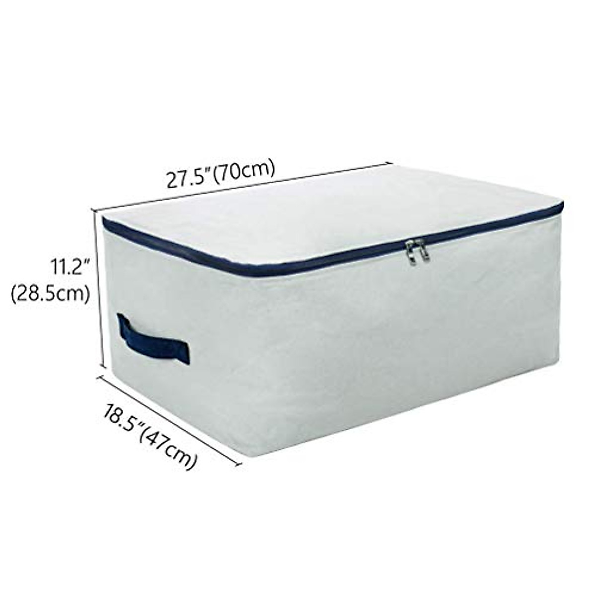 Breathable Canvas Soft Storage Bag with Handles, 2pcs Rigid Folding Storage Bins, Light Gray