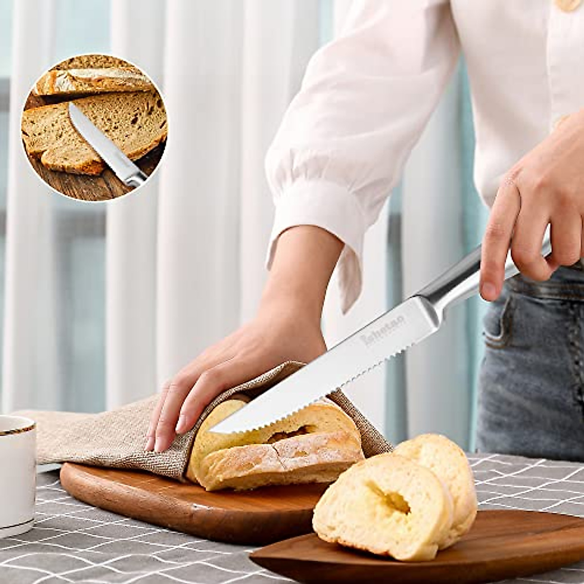 IsheTao Steak Knives, Steak Knife Set of 6, 4.5 inches Steak Knife, Dishwasher Safe High Carbon Stainless Steel Steak Knife, Silver