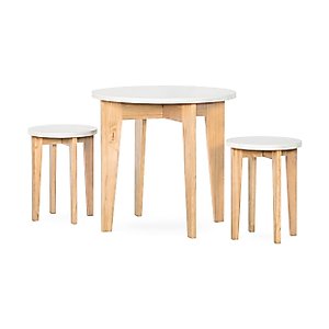 Child Craft Geo Table and Stools Set, Includes Table and 2 Stools, Fun Geometric Design, for Kids Ages 3-6 Years (White/Natural)