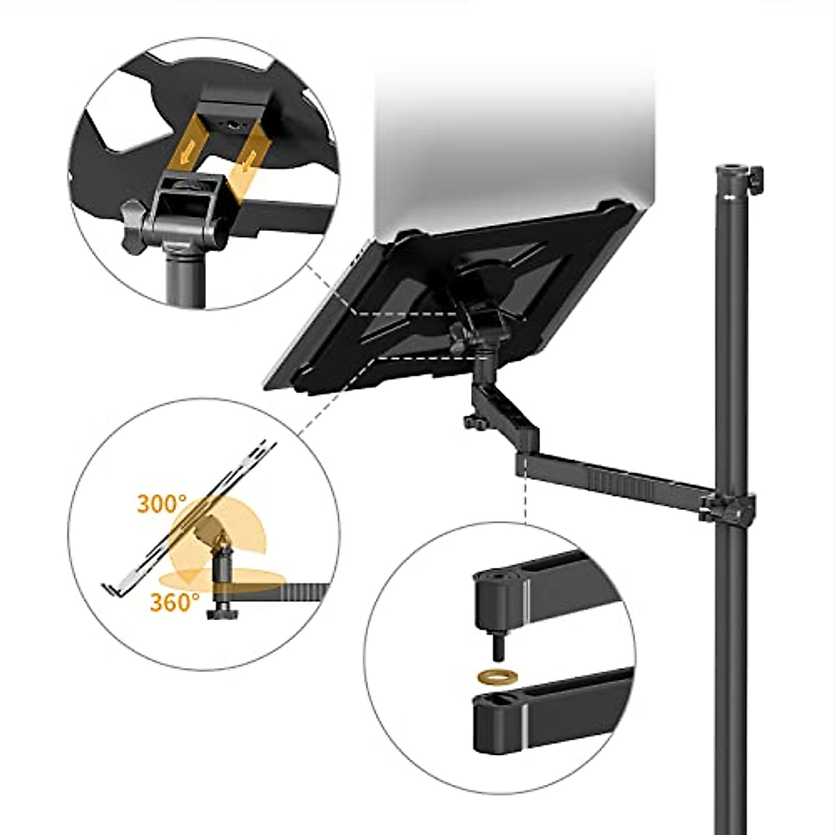 Home Stream Camera Desk Mount - LS21 Desktop Overhead Camera Mount Flexible Microphone Boom Arm + Laptop Stand Mount + 2 Extension Magic Arm for Webcam DSLR Ring Light Laptop Mic