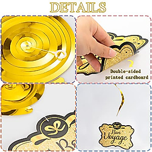 30Pcs Farewell Party Decorations Hanging Swirls Set Black Gold Going Away Party Decorations We Will Miss You Swirls Decor for Goodbye Retirement Office Party Supplies