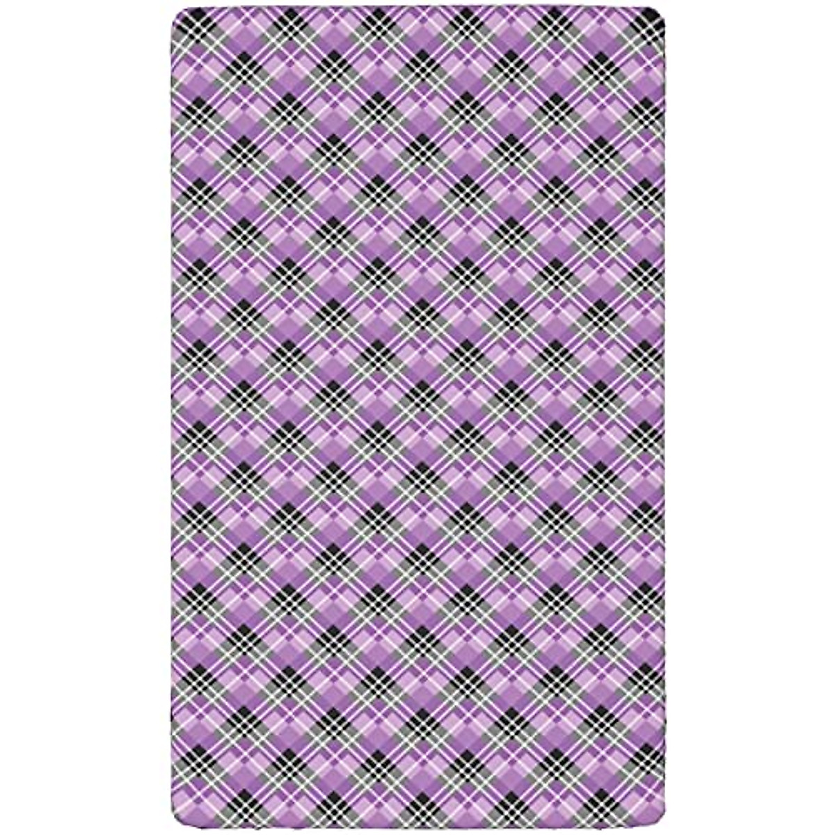 Plaid Themed Fitted Crib Sheet,Standard Crib Mattress Fitted Sheet Soft Toddler Mattress Sheet Fitted-Great for Boy or Girl Room or Nursery,28“ x52“,Lavender Violet Dimgray