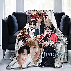 Blanket Jungkook Soft and Comfortable Warm Fleece Blanket for Sofa,Office Bed car Camp Couch Cozy Plush Throw Blankets Beach Blankets