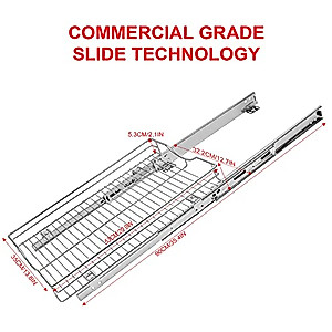 SITE Pull Out Cabinet Organizer 14" W x 21" D Heavy Duty Under Kitchen Cabinet Sliding Shelf,Requires At Least 15” Cabinet Opening, Chrome Finish