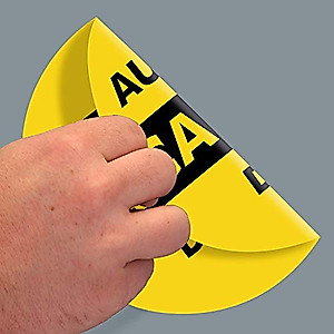 SmartSign - L-245-W2-6OD "Caution - Automatic Door" Two-Sided Glass Door Decal | 6" Diameter Black on Yellow