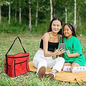 Insulated Food Delivery Bag Warmer: Large Water Resistant Hot Cold Grocery Carrying Case for Restaurant Catering Instacart Doordash Grubhub Postmate Red