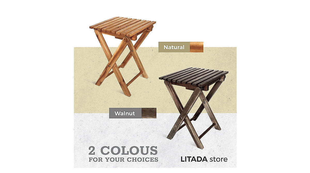LITADA Small Patio Table Set - Modern Acacia Design