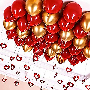 zorpia 100 Pieces Red and Gold Balloons Kit Latex Gold Metallic Balloons Red Confetti Balloons for Wedding Bridal Shower Birthday Party Anniversary Decoration