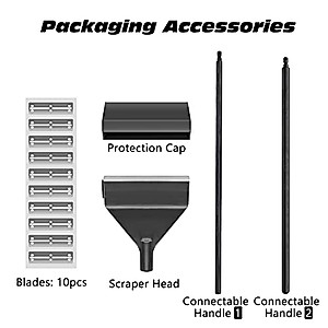 YOFOTHS Algae Scraper for Glass Aquariums Fish Tank Cleaner Tool with 10 Blades Aluminum Alloy Long Handle Tool-Less Installation 25.6inch/65cm