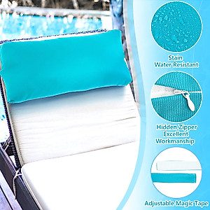 Ripeng 2 Pcs Headrest Pillow Pool Furniture Lounge Pillow Chair Pillows Patio Furniture Pillows with Adjustable Elastic Tape Band Head Support Pillow for Pool Patio Chairs Beach (Blue)