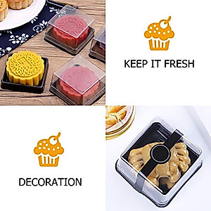 Hemoton Mini Cake Box 100Pcs Clear Plastic Mini Cupcake Cookie Box Muffins Mooncakes Box Pastry Packing Boxes Christmas Holiday Party Favors Supplies Mini Mooncake Box