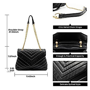 PRETTYGARDEN Women’s Fashion Crossbody Bags Lightweight Adjustable Chain Strap Quilted Designer Handbags Shoulder Bag (Black)