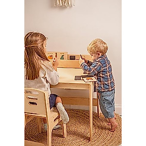 WOOD&ROOM Table with Chair for Children Room, Table for Learnig, Sturdy Table with Chair for Kids, Montessori Table, Art Table with Chair