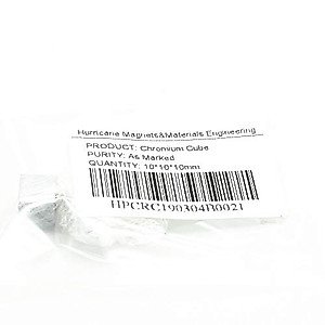 Pure Metal Chromium 10mm Density Cr Cube for Element Collections Lab Experiment Material Hobbies Simple Substance Block Display DIY