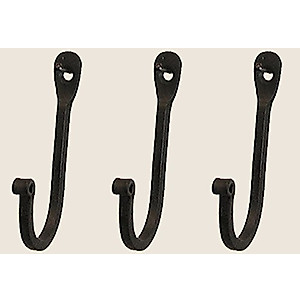 Colonial Tin Works Vintage Hand Forged Iron Classic Early American Plain Hook Black Set of 12 (Set of 12)