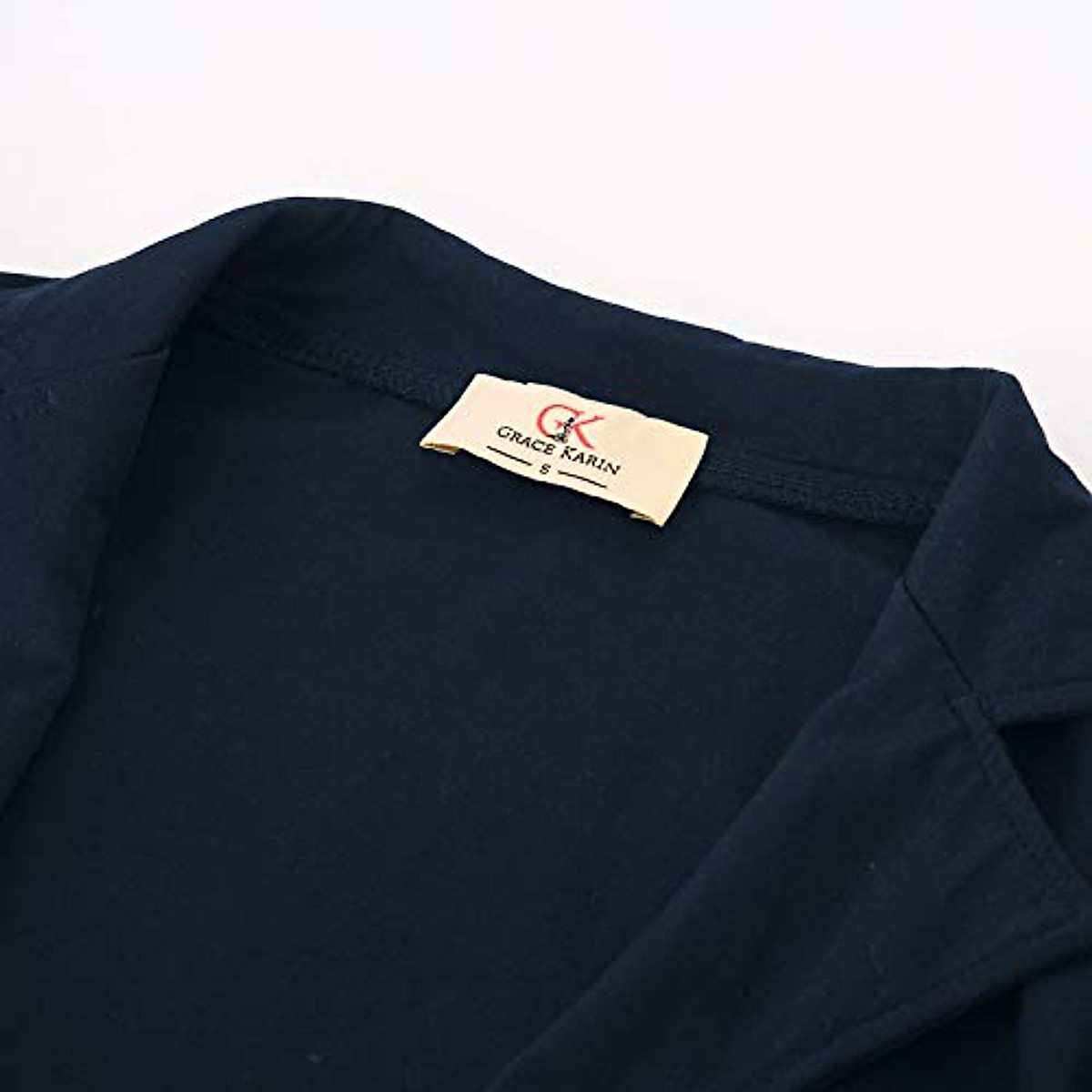 Women Casual Business Suit Blazer Jacket 3/4 Sleeve Open Front Cardigan Navy L