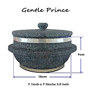 Gentle Prince Non-stic Traditional Stone Rice Cooker Cauldron Multi Cooker 18cm Nurungji,Crust of Overcooked Scorched Rice Korea for 2~3 people 7.1inch x 7.1inchx 3.5 inch