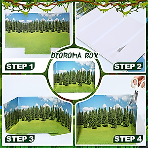 Trandraft 5 Pcs Diorama Kit Habitat Project Supplies with Double Sided Tapes Diorama Box for Display DIY Dollhouse Room, Jungle Style, 11.8 x 8.7 x 8.3 Inch