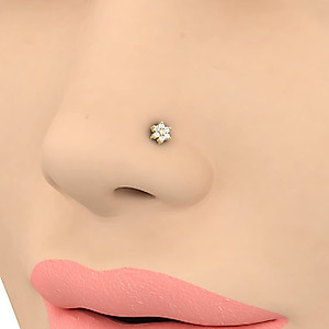 FINEROCK 0.04 Carat Diamond Star Nose Pin Stud in 14K Yellow Gold (I1-I2 Clarity)