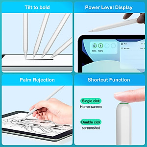 Same as Apple Pencil 2nd Generation with Magnetic Wireless Charging & Charger, Buletooth, Accessories Compatible with Mini 6, Air 4/5, Pro11” 1/2/3/4, Pro12.9” 3/4/5/6