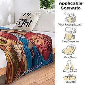 Virgin Mary Jesus Our Lady of Guadalupe Christmas Nativity Cross Festivals Blanket Flannel Fleece Soft and Warm Comfortable for Sofa Bedroom Winter Office and Tourist Camping 60x50 Inch