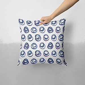 iiRov The Blue Watercolor Squigly Circles - Custom Decorative Home Decor Indoor or Outdoor Throw Pillow Cover for Sofa, Bed or Couch Cushion (Pillow CASE Cover ONLY)