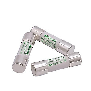 100Pcs PV Solar Fuse 1000V DC 10 * 38mm 1A 3A 5A 10A 15A 20A 25A 30A for Photovoltaic Power System (Size : 20A)