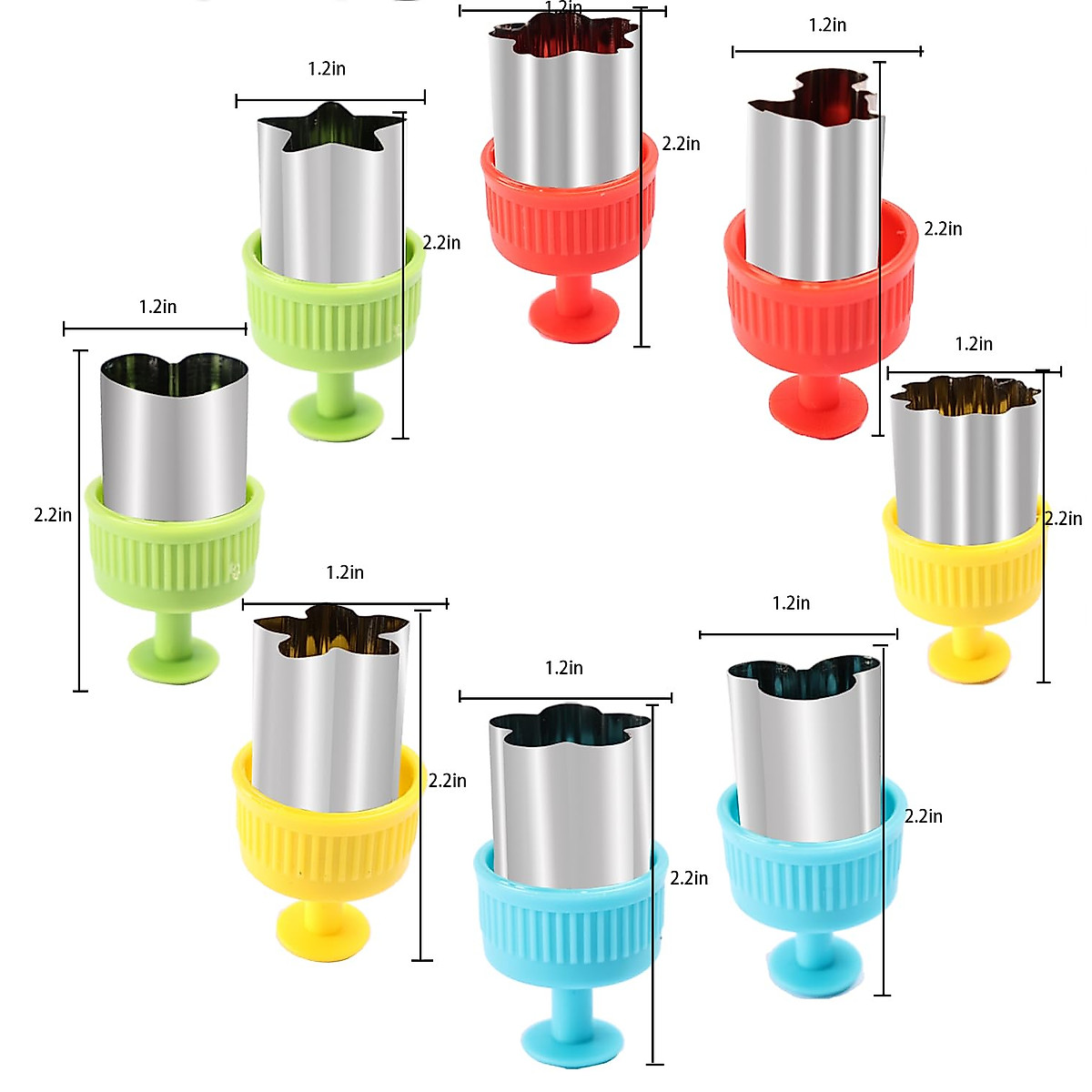 Vegetable Cutter Shapes Set - Press-type Mini Cookie Cutters Fruit Cookie Pastry Stamps Mold for Kids Baking and Food Supplement Tools Accessories (8pack)