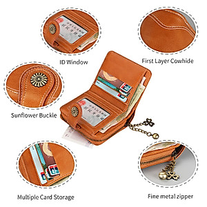 PAPUKA RFID Wallet for Women Genuine Leather Card Holder Large Phone Holder Clutch Travel Checkbook Organizer Zipper Coin Purse