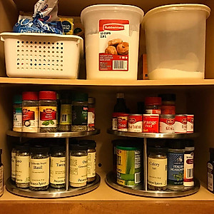 STARVAST 2 Pack 2-Tier Stainless Steel Lazy Susan Turntable 10 inch 360-degree Lazy Susan Spice Rack Organizer for Kitchen Cabinet, Countertop, Centerpiece