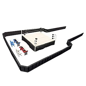 Ultimate Wrestling Ring Deluxe Playset with Barricade, Ring & Commentators Tables for Wrestling Action Figures