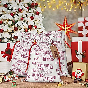 Drawstrings Christmas Gift Bags I'M-Retired-Retirement-Partie Presents Wrapping Bags Xmas Gift Wrapping Sacks Pouches Medium