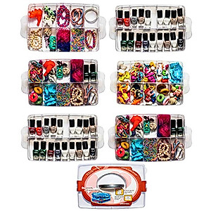 Sooyee 6-Tier Stackable Craft Organizers and Storage Box with 60 Compartments,Plastic for Toys,Dolls, Arts and Craft, Fuse Beads, Washi Tape, Rock Collection, Ribbons,Clear