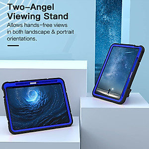 Grifobes Kids Case for iPad 10th Generation Case, for 2022 10.9 inch iPad 10 th Generation Case with Pnecil Holder & Stand, Heavy Duty Shockproof Rugged 10.9" 10 Gen Cover for Kids Boy (Black+Blue)