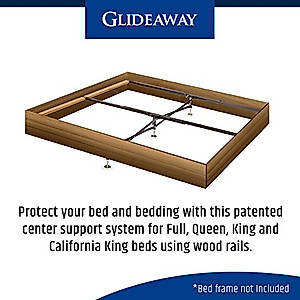 Glideaway X-Support Bed Frame Support System, GS-3 XS Model - 3 Cross Rails and 3 Legs - Strong Center Support Base for Full, Queen and King Mattress, Box Springs, and Bed Foundations