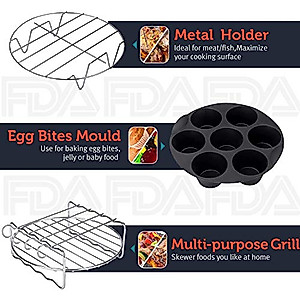 Ultrean Air Fryer Accessories, Set of 6 Fit All 5.8Qt, 6Qt Air Fryers, BPA Free, Non-Stick, Dishwasher Safe, XL