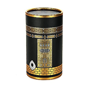 Muslim Prayer Rug and Prayer Beads with Elegant Design Cylinder Gift Box | Janamaz | Sajadah | Soft Islamic Prayer Rug | Islamic Gifts Set | Prayer Carpet Mat, Taffeta Fabric, Black