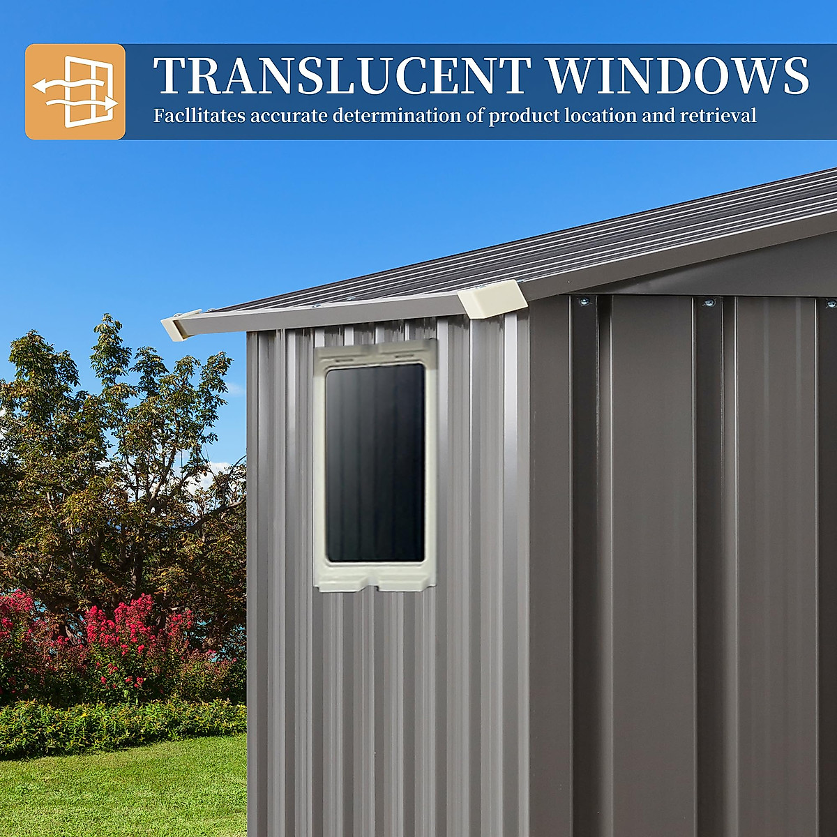 Vongrasig 5 x 3 x 6 FT Outdoor Storage Shed, Metal Tool Shed Clearance Garden Steel Shed with Side Window and Lockable Door Waterproof Tool Shed for Backyard Patio, Lawn (Gray)