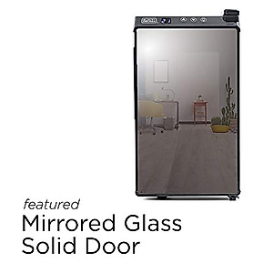 BLACK+DECKER Wine Cooler 8 Bottle, Wine Fridge Thermoelectric with Mirrored Front, Freestanding Wine Cooler Refrigerator & LED Display, BD60326