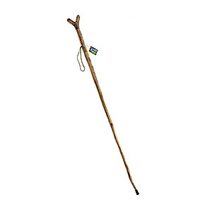 SE Natural Wood Walking Stick with V Yoke for Rifle, Steel Spike and Metal-Reinforced Tip Cover, 55" - WS622-55YH