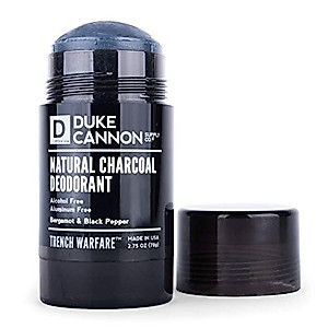 Duke Cannon Supply Co. Trench Warfare Natural Charcoal Solid Deodorant for Men Bergamot&Black Pepper Multi-Pack- Aluminum-Free, Alcohol-Free, Long-Lasting for Sweat & Odor Protection, 2.75 oz (3 Pack)