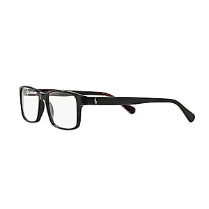 Polo Ralph Lauren Men's PH2123 Rectangular Prescription Eyewear Frames, Shiny Black/Demo Lens, 56 mm