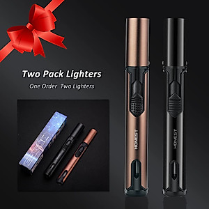 PROMISE Torch Lighters, Butane Lighters Refillable Single Jet Flame for Candle Grill BBQ Camping (Black&Brown)