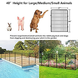 Decorative Garden Fence with Gate Fencing for Yard 40in(H) x 18ft(L) Metal Garden Fencing Temporary Camping Fence Outdoor Dog Playpen Garden Fence Animal Barrier Rustproof No Dig Garden Border