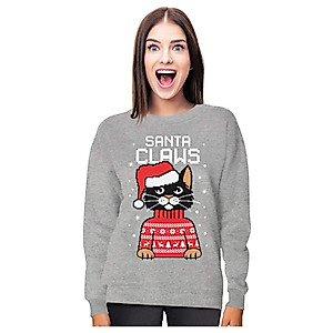 Tstars Santa Claws Sweatshirt Women Teen Girls Cat Ugly Christmas Sweater Style Medium Gray