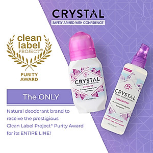CRYSTAL Deodorant - Mineral Roll on Vegan Deodorant for Women and Men, Unscented - 2.25 fl. oz. (3 Pack) (Packaging May Vary)