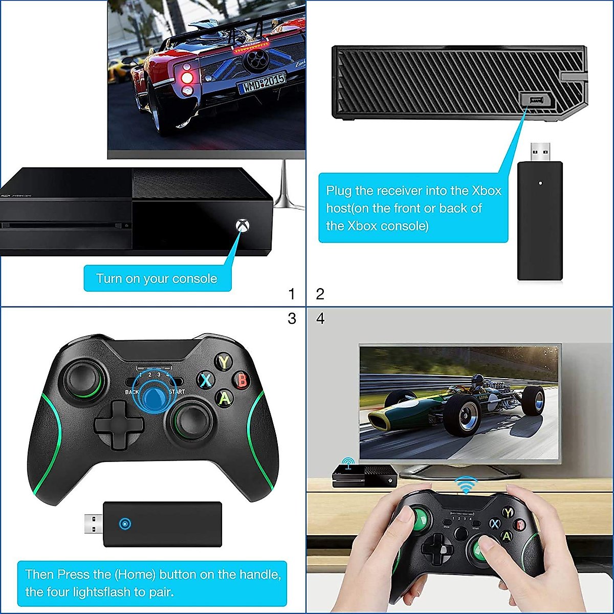Wireless Controller for Xbox One,2.4GHZ Gamepad Controller Compatible with Xbox One/One S/One X/One Series X/S/Elite/PC Windows 7/8/10,with Built-in Dual Vibration