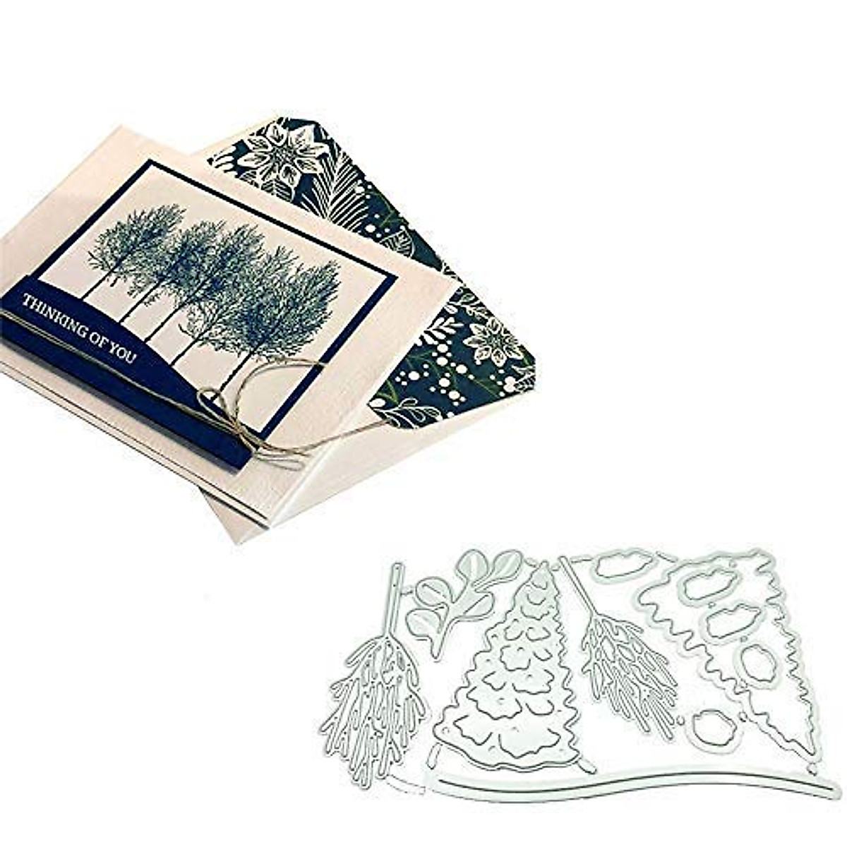 Christmas Tree Stamps and Dies for Card Making, Winter Pine Trees Words Cutting Die and Clear Stamps for Bullet Journal DIY Scrapbook Decoration Handmade Crafts Notebook